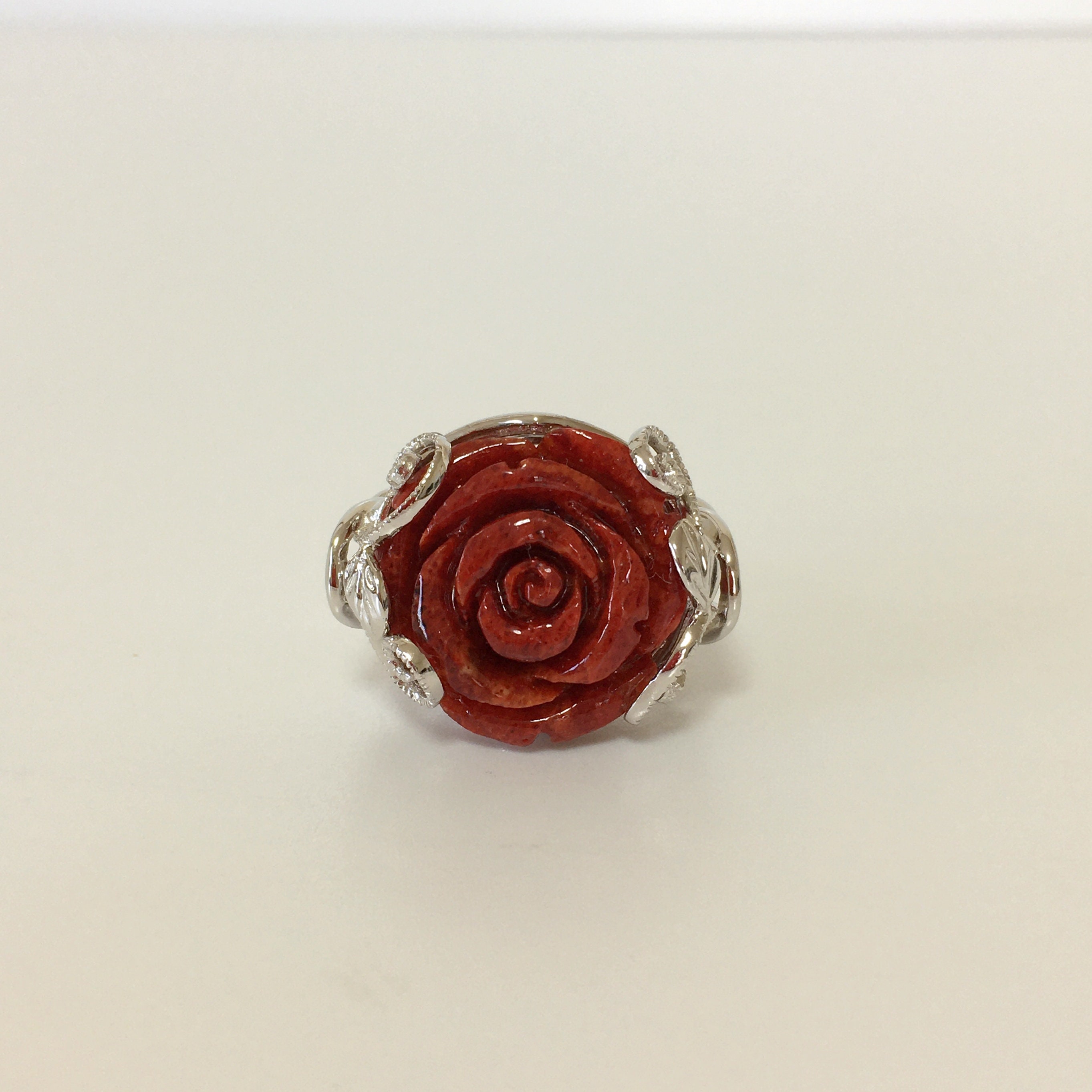 Natural Sponge Coral Rose Silver Ring Size is Jp 11 US 6 UK - Etsy