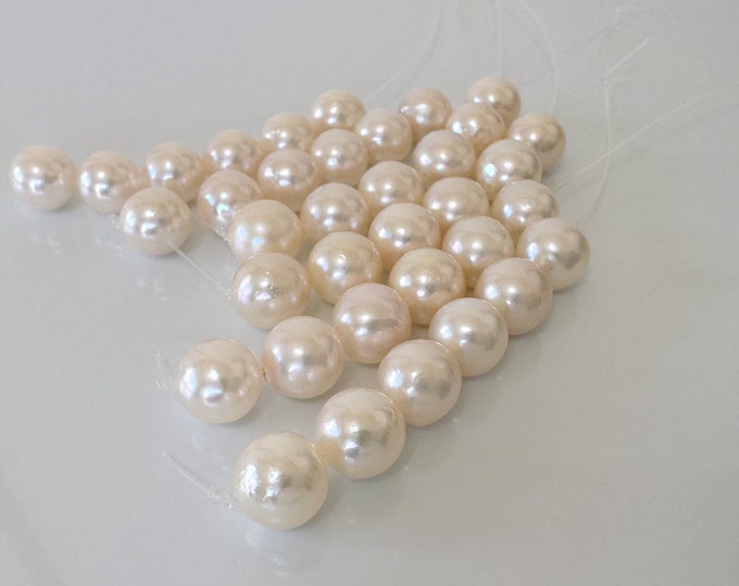 Japanese White Akoya Pearl Beads, 7-7.5mm, Mini Strand, Short Strand, 6 ...