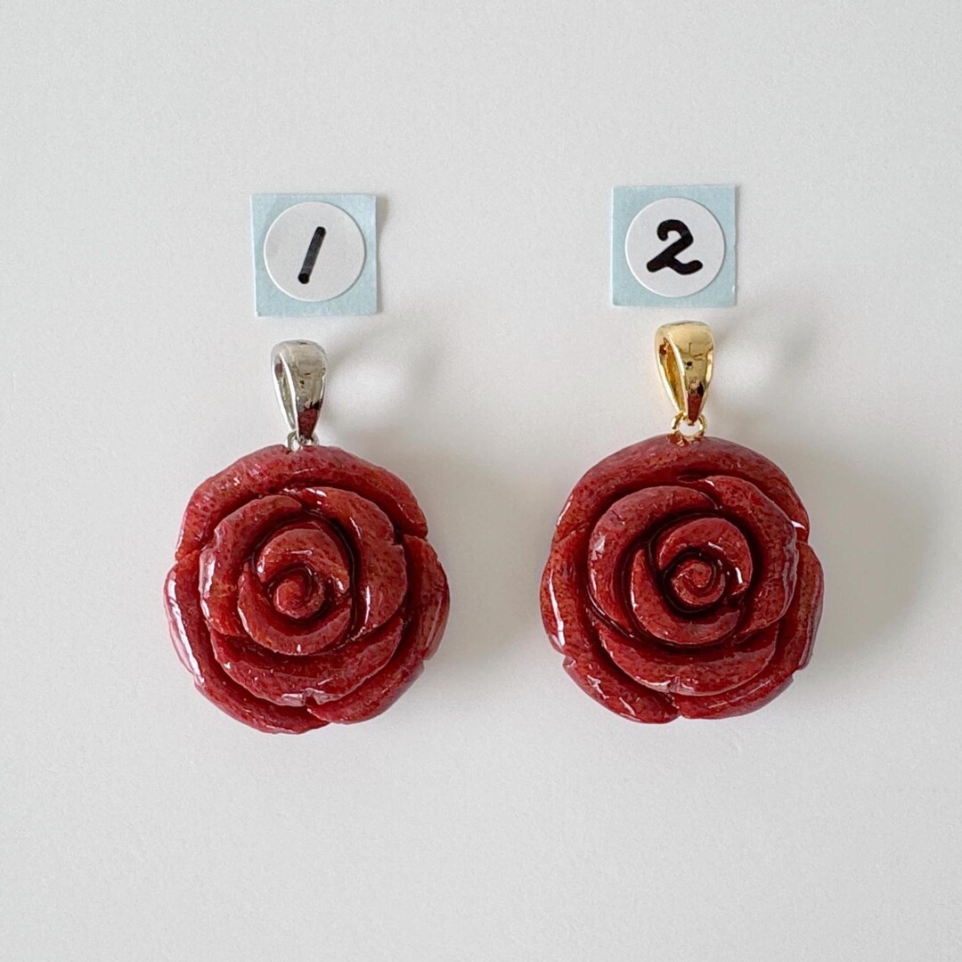 Sponge Coral Rose Pendant, Dark Red, 20mm (brass Bail) - Etsy