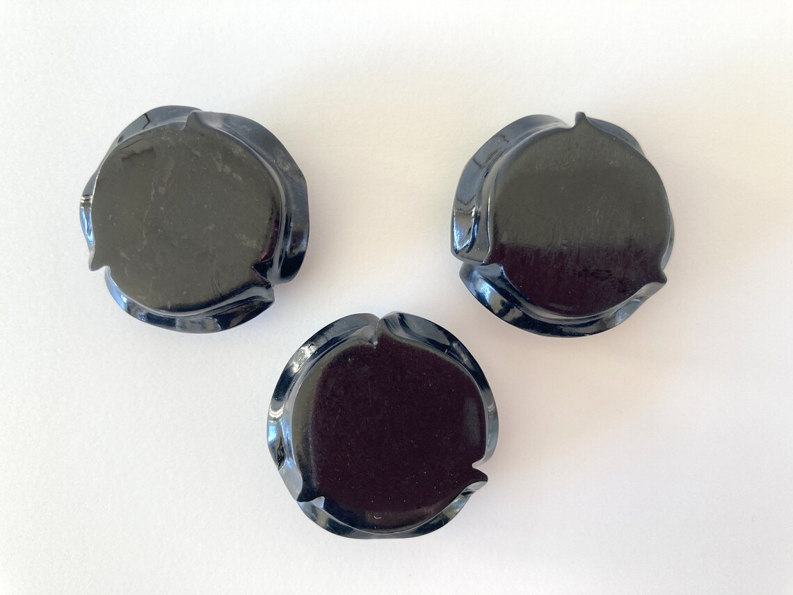 Jet Rose Carving Loose 30mm Diameter With Off-center Drilled - Etsy