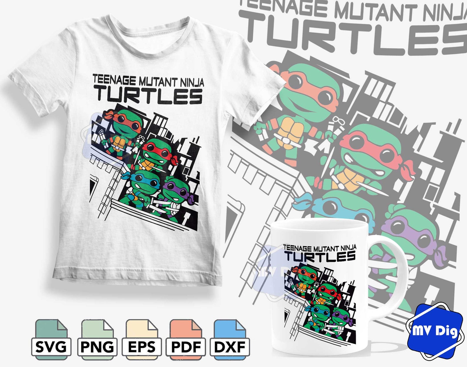 3 Ninja Turtles svg T-shirt Template Ninja Turtles Shirt | Etsy