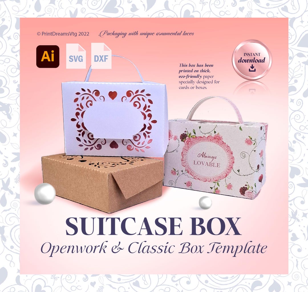 Plantilla Caja Maleta Calada y Clásica SVG: Cajas de Favor, Fiestas ...