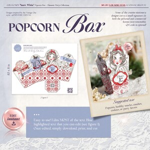 Editable Snow White Popcorn Box Template: Perfect for Birthday Favors ...