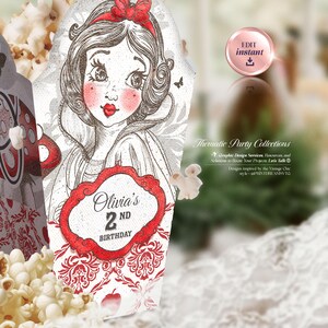 Editable Snow White Popcorn Box Template: Perfect for Birthday Favors ...