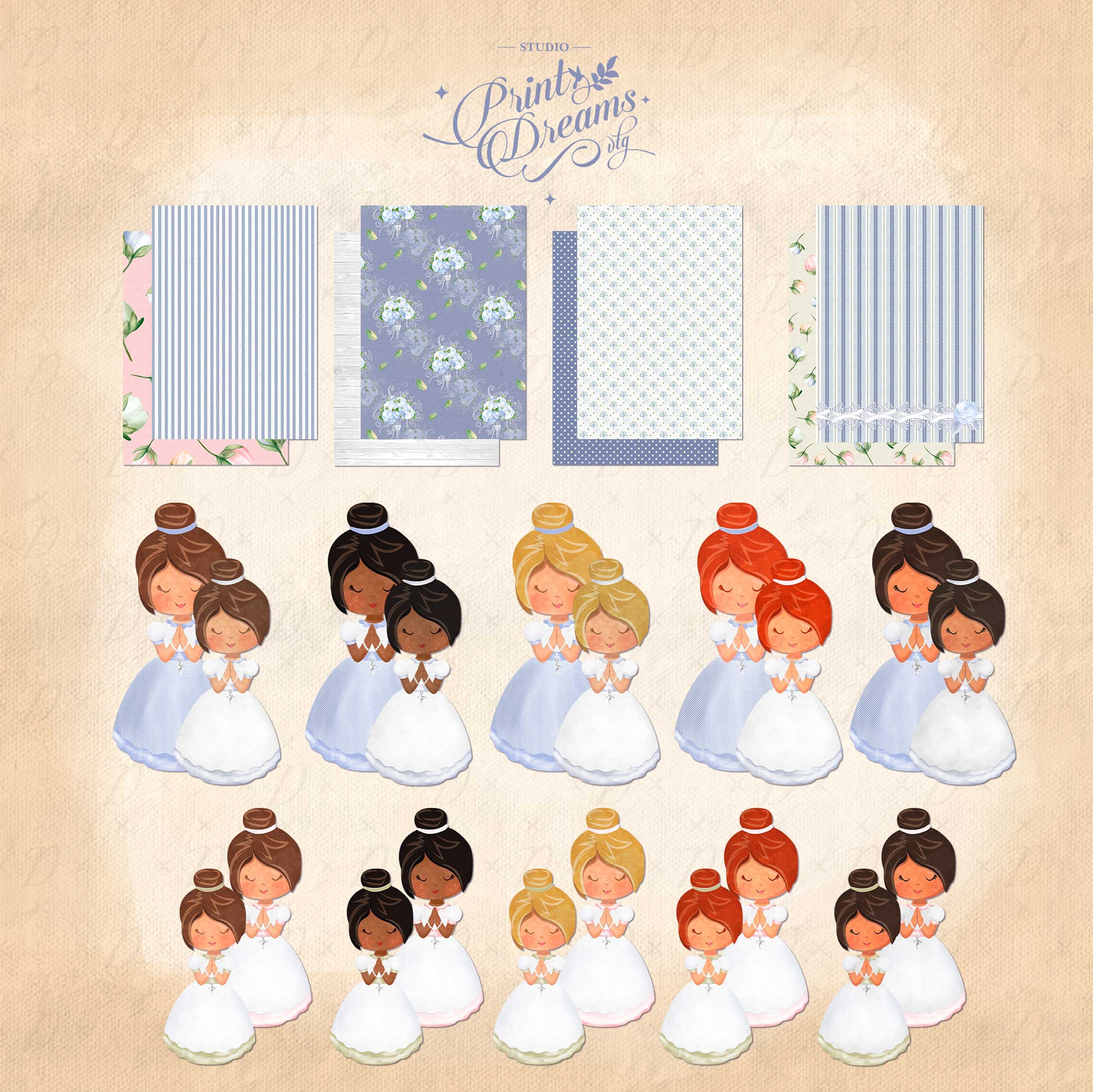 Girl First Communion Clipart Vintage First Communion. First | Etsy