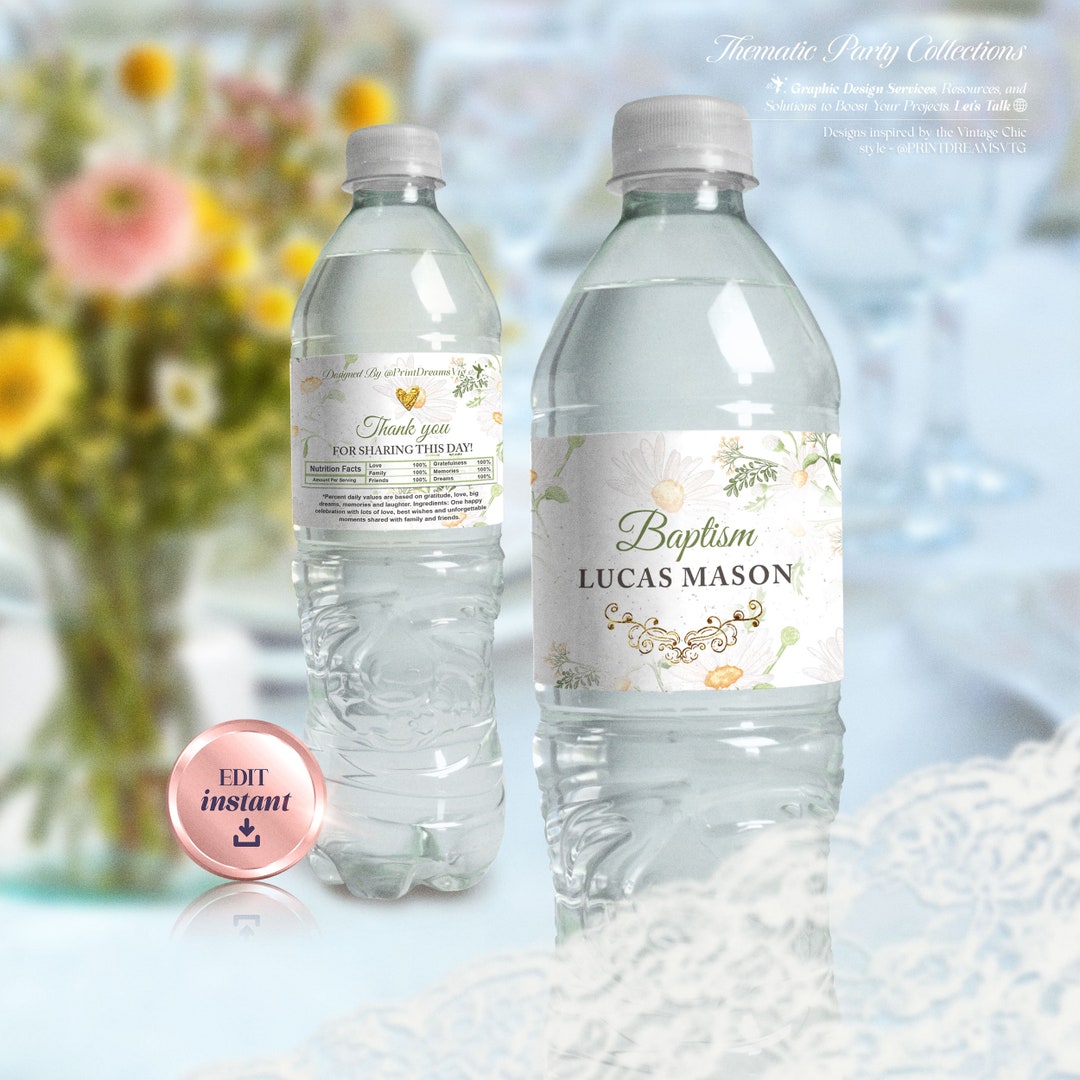 Editable Daisy Christian Water Bottle Label Template: Ideal for ...