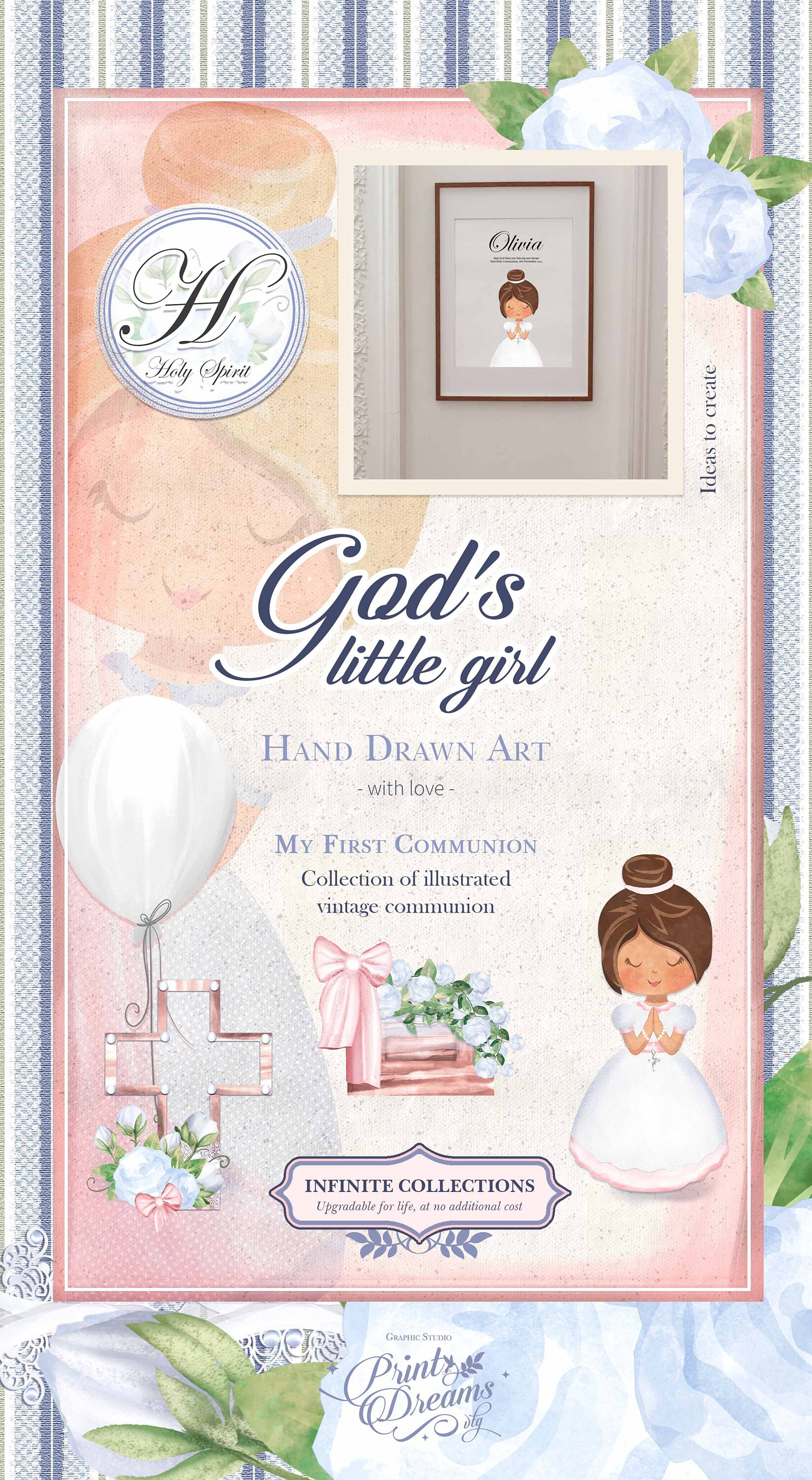 Girl First Communion Clipart Vintage First Communion. First | Etsy