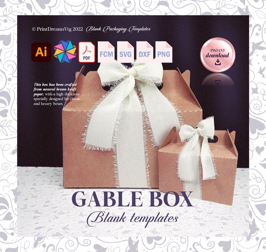 Gable Box Template: Favor Box for Parties, Weddings, and Birthdays. SVG ...