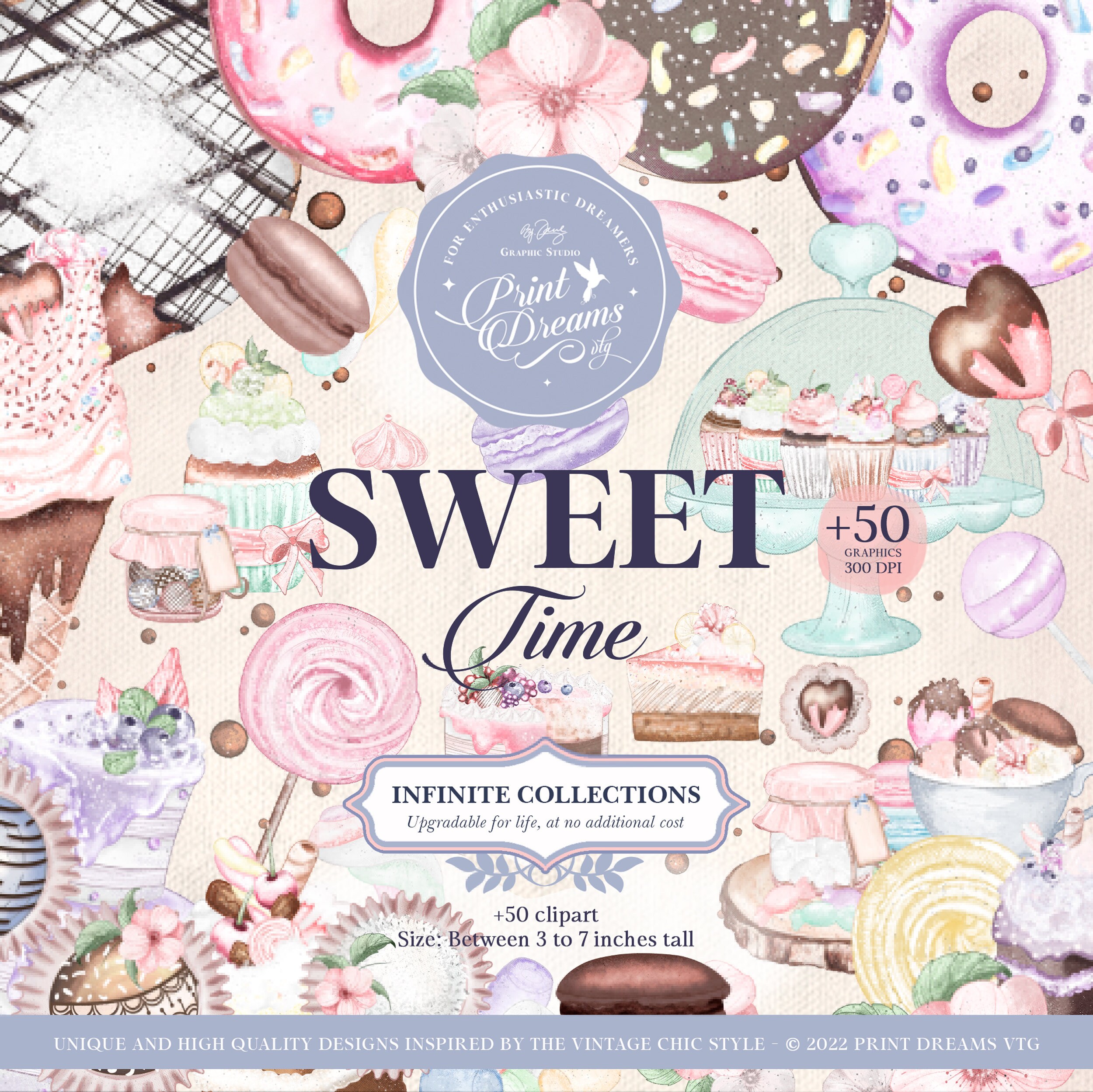 Sweet Clipart Vintage. Cupcake Clipart Baking Donut Clipart. - Etsy