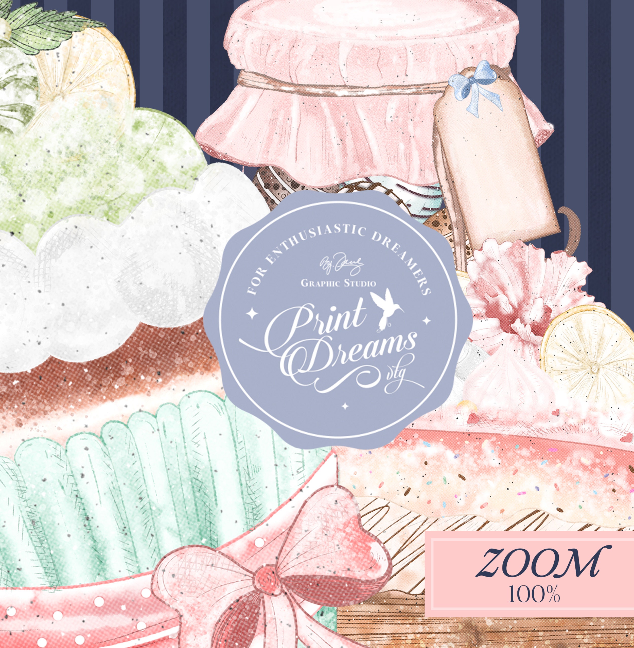 Sweet Clipart Vintage. Cupcake Clipart Baking Donut Clipart. - Etsy