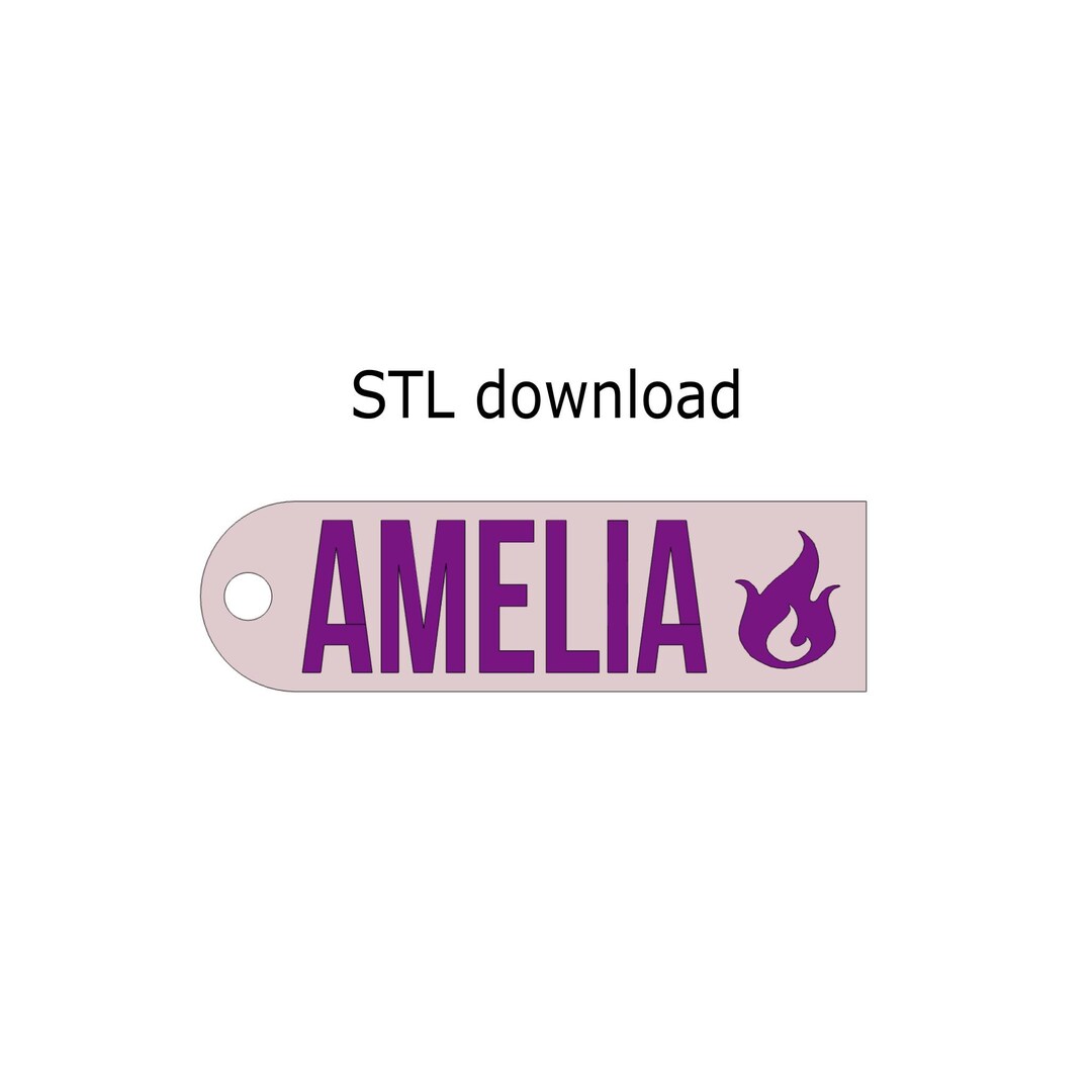 Amelia + Fire Name Keychain 3D Model – STL File for 3D Printing ...