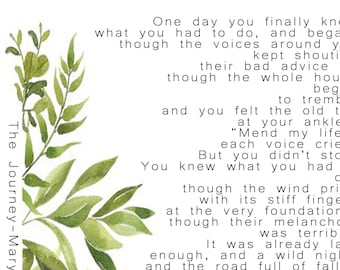 The Journey by Mary Oliver the Journey Poem Wall Art Mary | Etsy