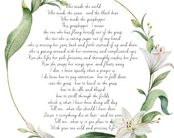 Mary Oliver the Summer Day Poem - Etsy