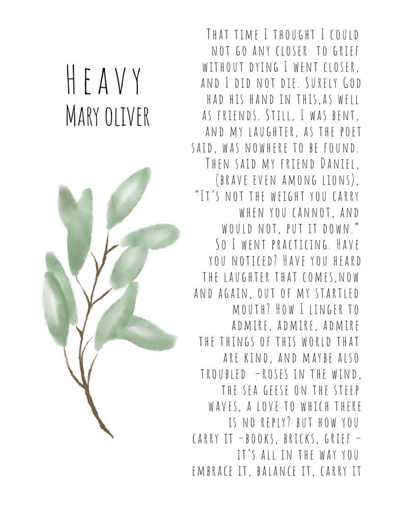 Heavy by Mary Oliver - Etsy
