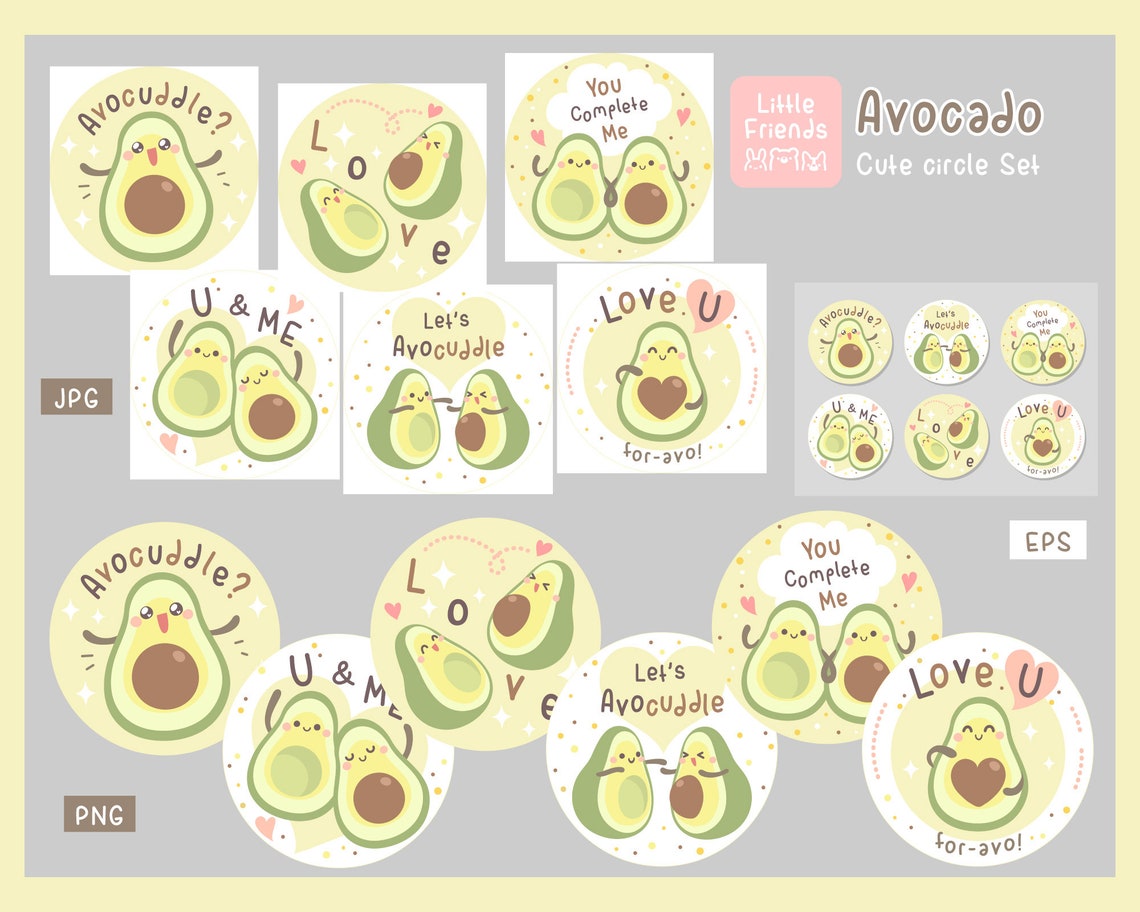 Cute Couple Half Avocado in Love. Funny Fruit Love Quote, Let's ...