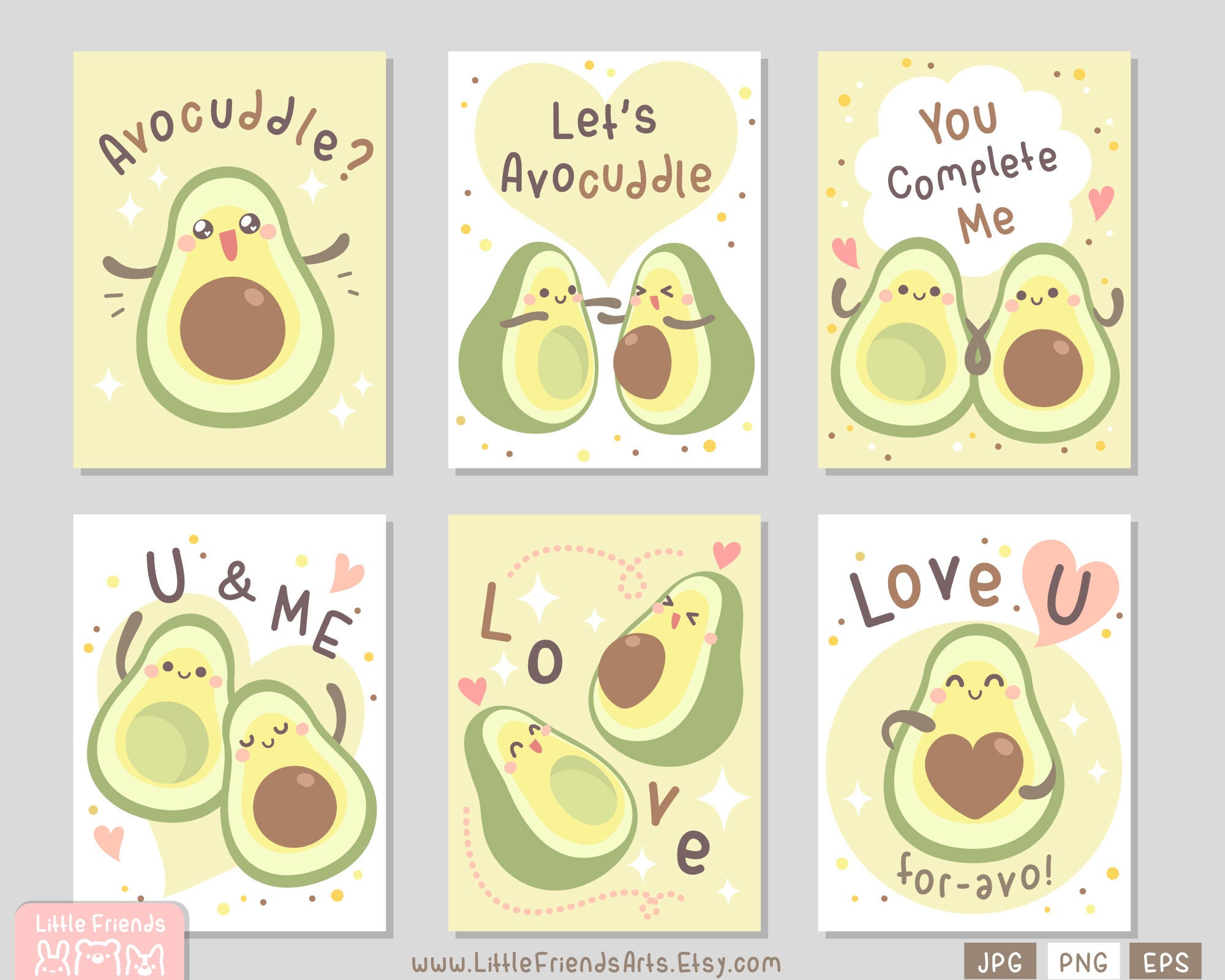 Cute Couple Half Avocado in Love. Funny Fruit Love Quote, Let's ...