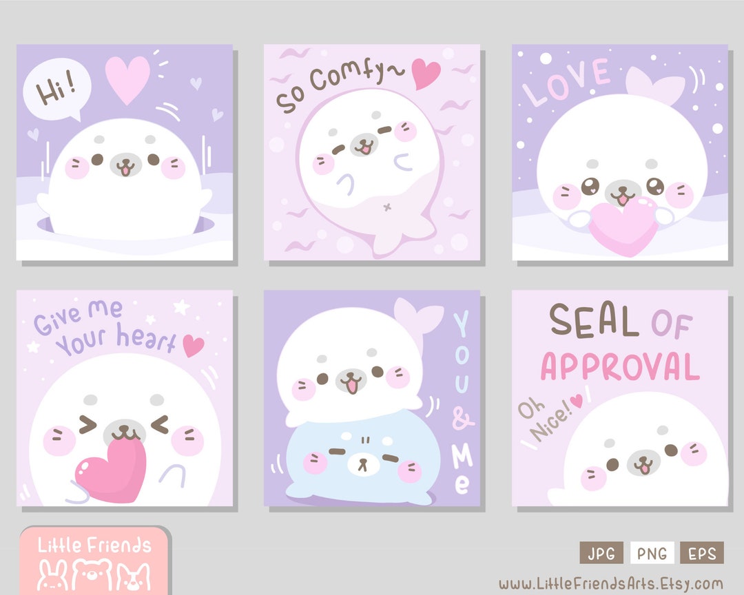 Little Cute Marshmallow Seal Funny Lovely White Chubby Seal in Sweet ...