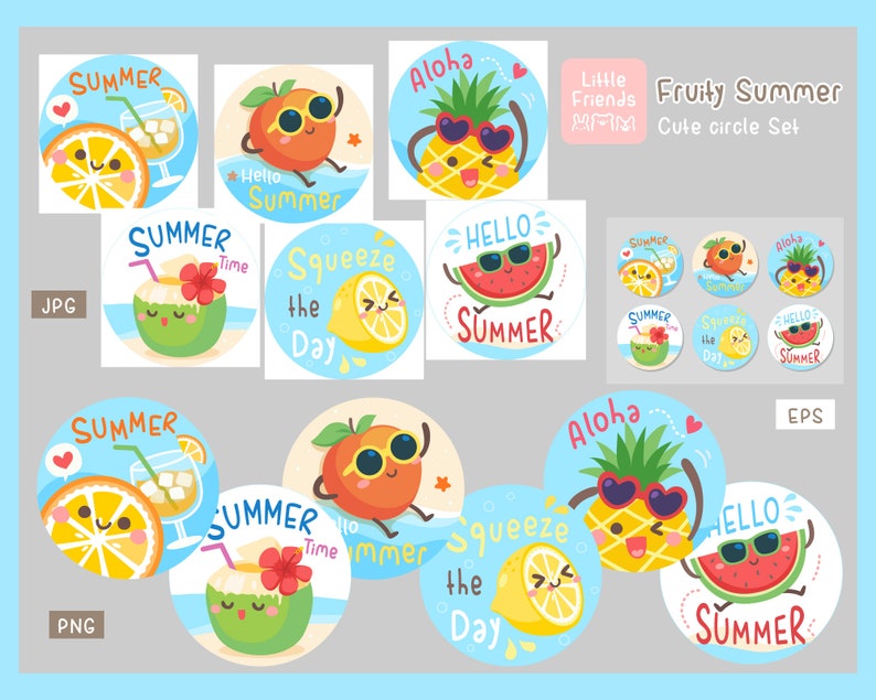 Hello Summer Fruits Fresh on the Beach, Lemon Pineapple Watermelon ...