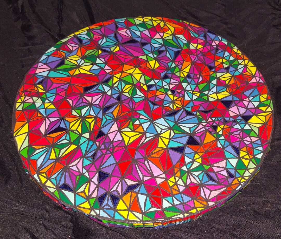 Blacklight Reactive Canvas Painting, Geometric Oil Based Marker Art (12 ...