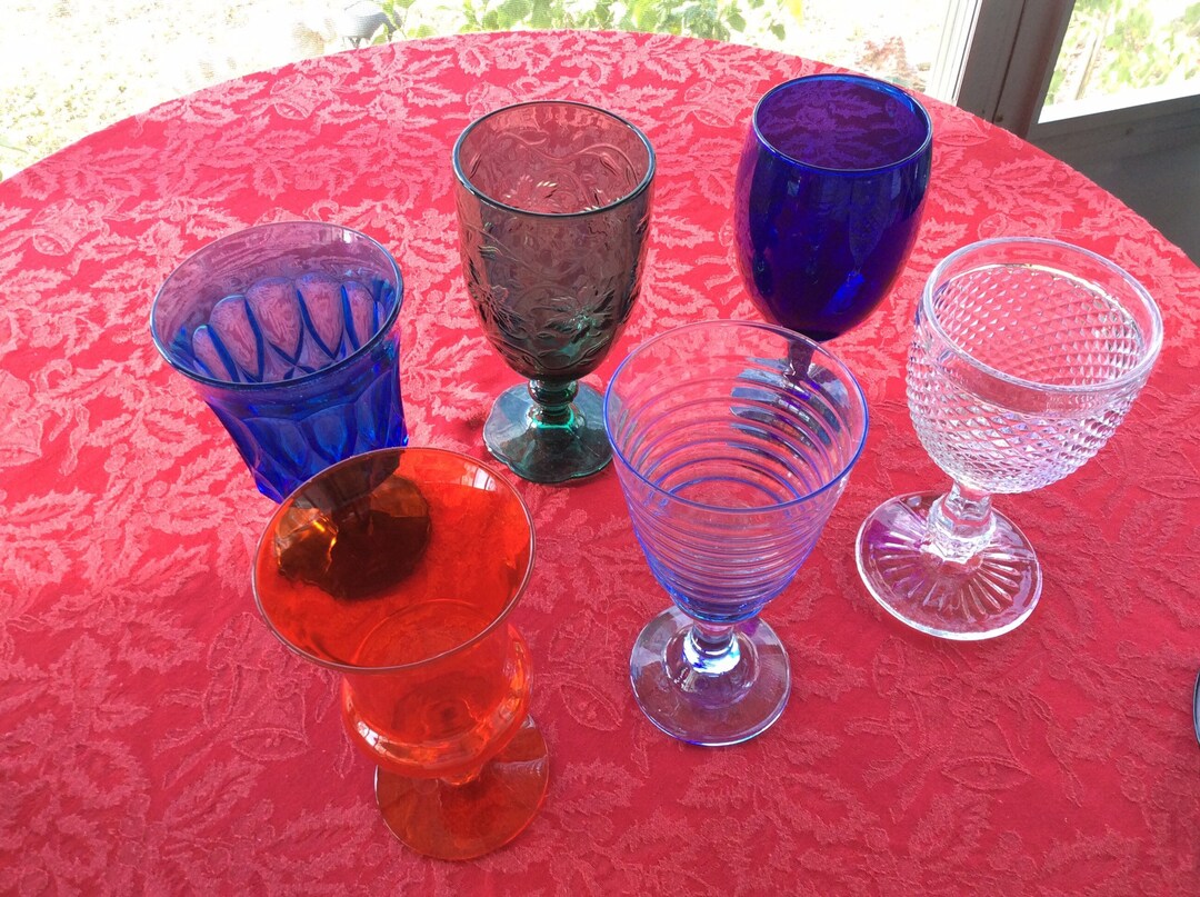 Mismatched Colorful Drinking Goblets ( Set of 6 ) - Etsy