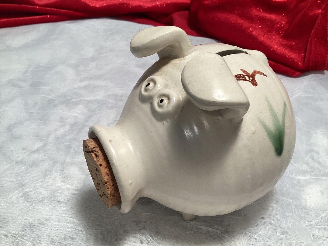 Ceramic Pig Bank With Cork Nose - Etsy