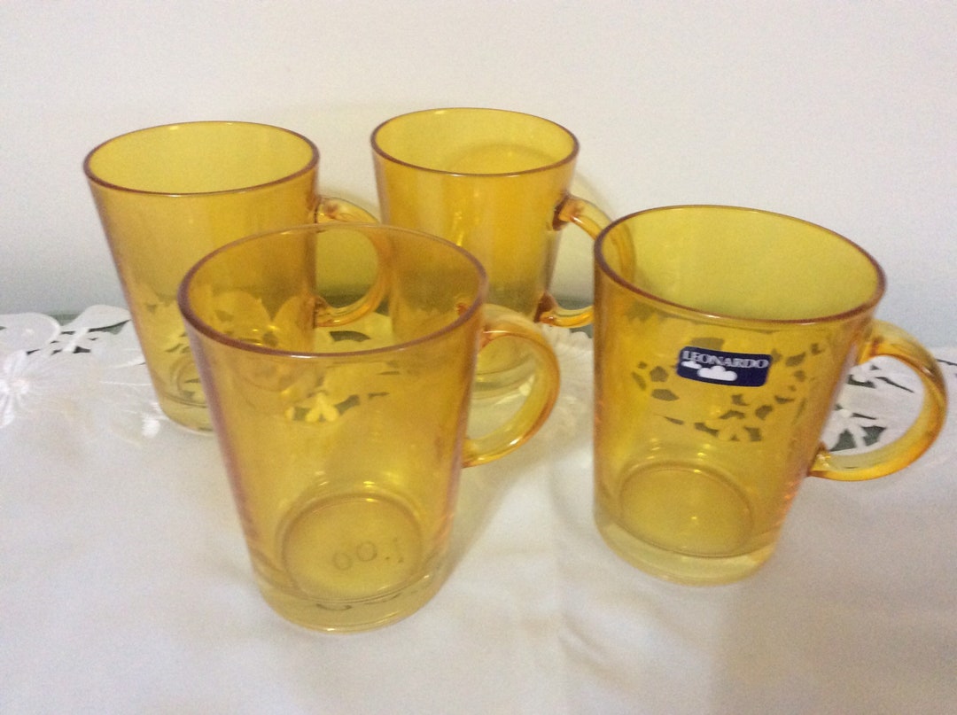 Set of 4 Yellow Mugs - Etsy