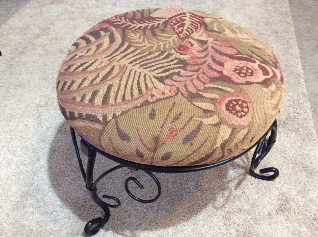 Round Footstool With Iron Legs - Etsy