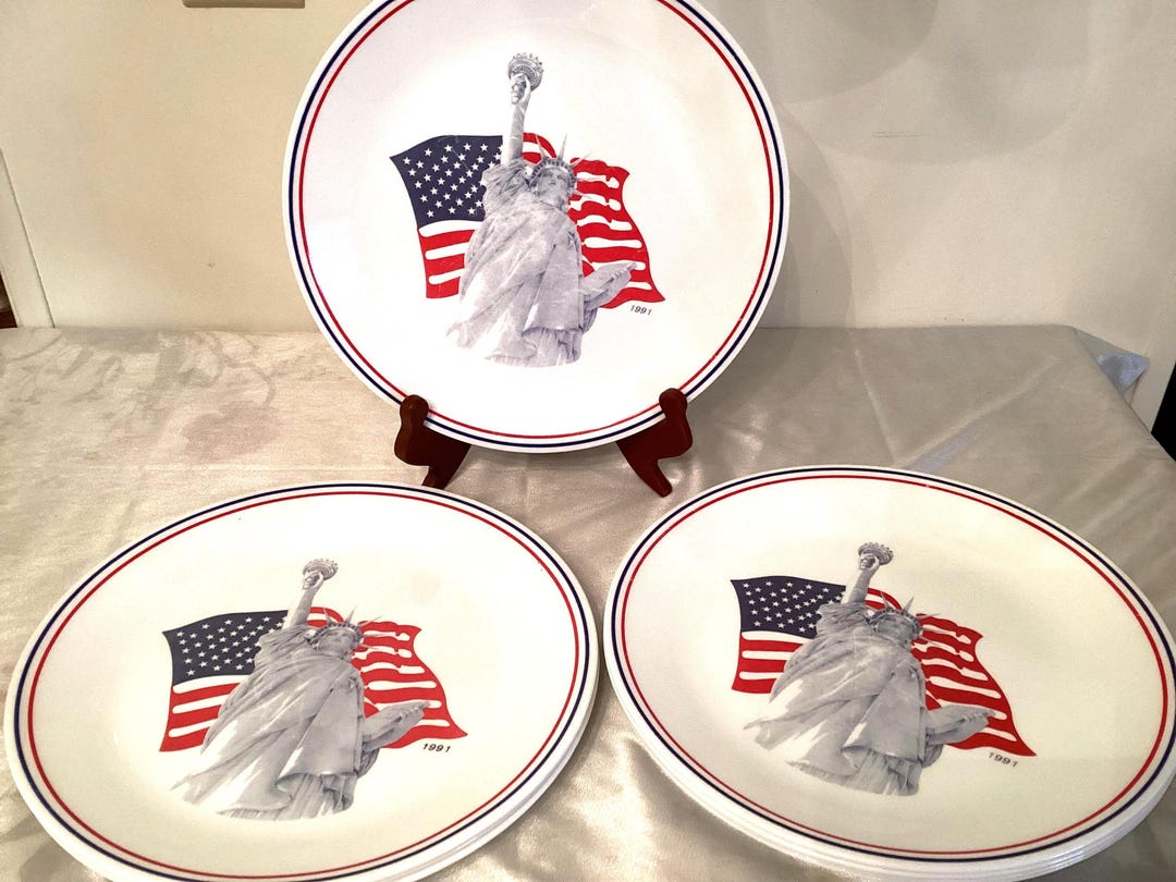 1991 Corelle Statue of Liberty With Flag Dinner Plates ( 8 ) - Etsy