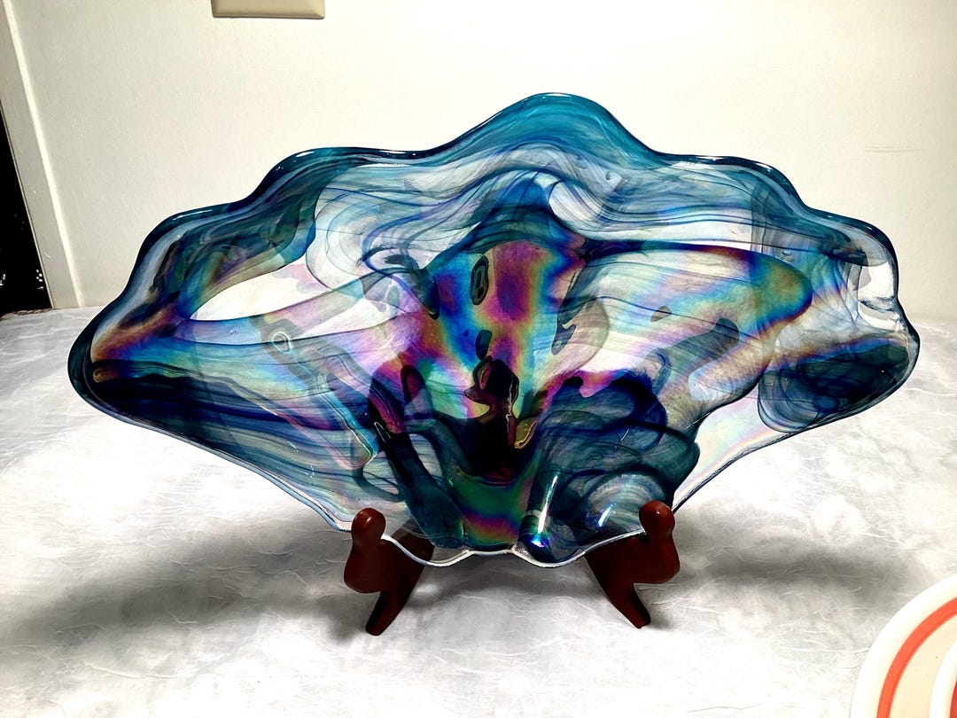Gorgeous Vintage Glass Carnival Iridescent Clam Shell Bowl - Etsy