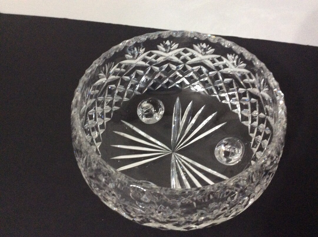 Gorgeous Round Cut Crystal Glass Bowl - Etsy