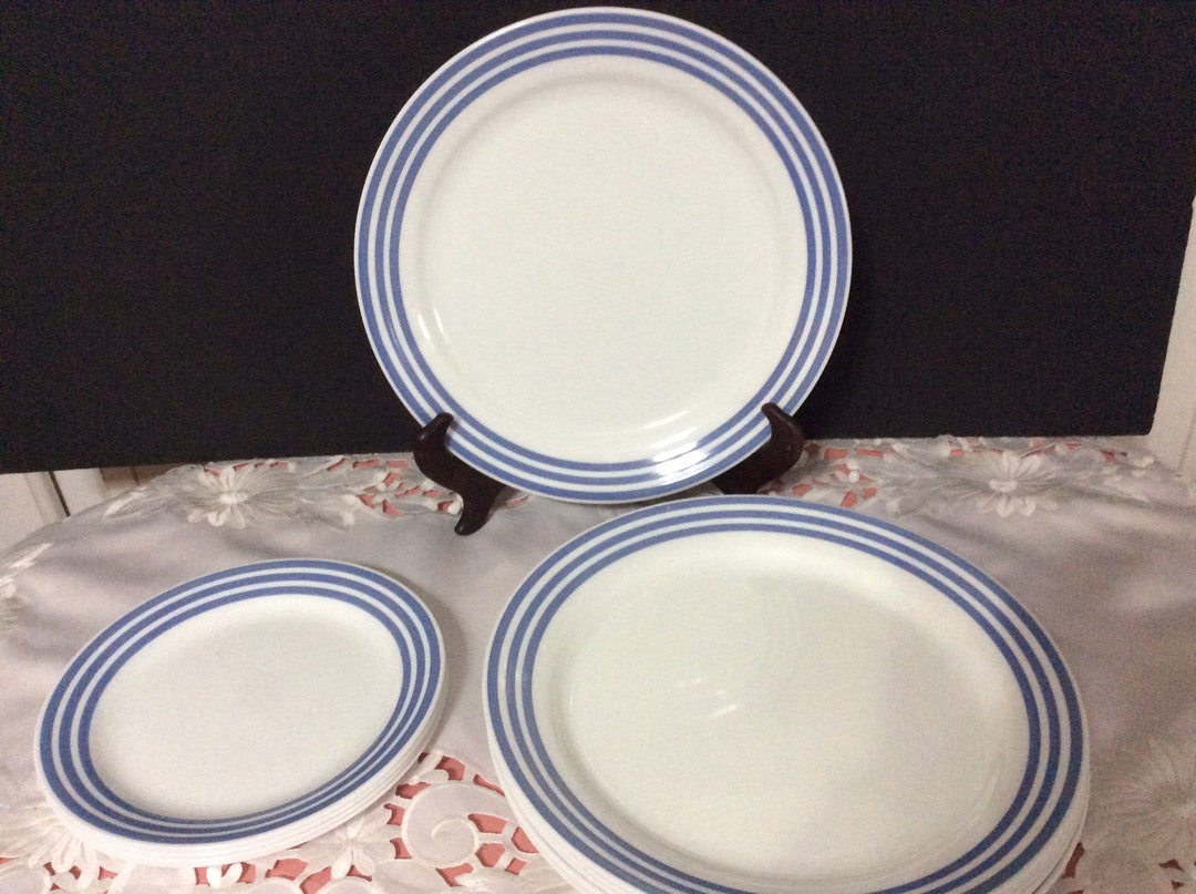 12 Pieces Corelle Plates With Blue - Etsy