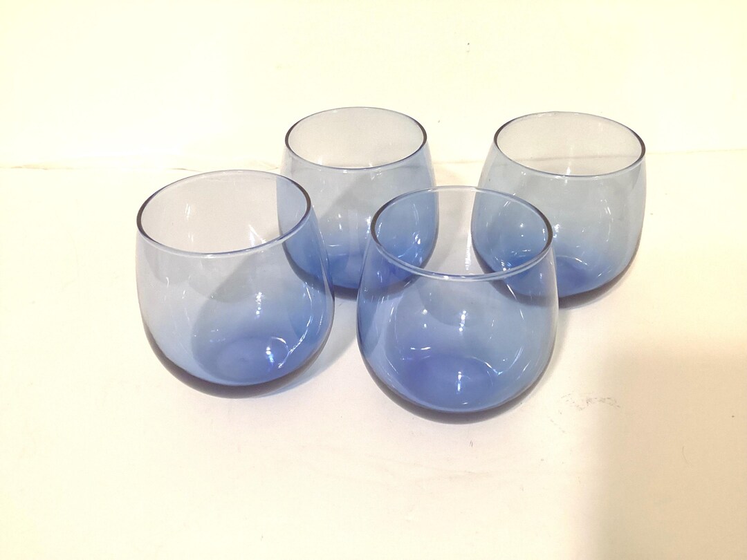 Set of 4 Blue Roly Poly Glasses - Etsy