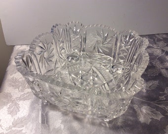 Gorgeous Round Cut Crystal Glass Bowl | Etsy