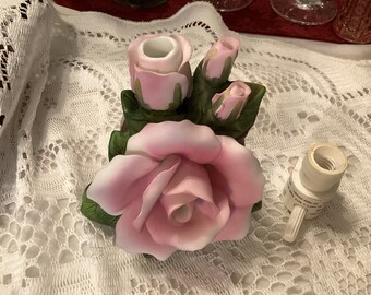 Stained Glass Rose Night Light/ 3W X 5H Pink Rose Wall Light/ Kitchen ...