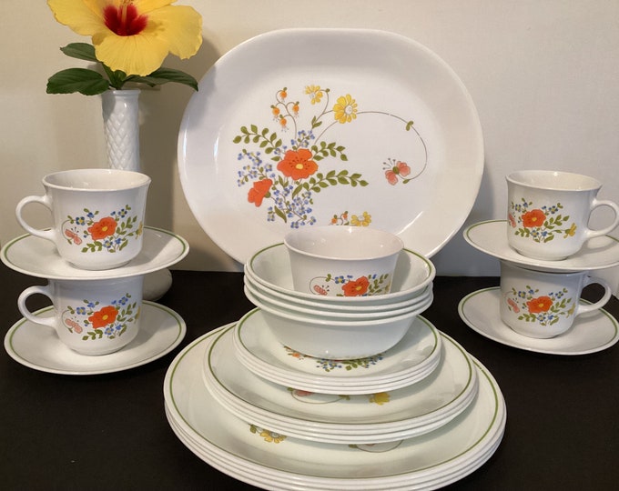 24 Piece Set Corelle Wildflower Pattern - Etsy