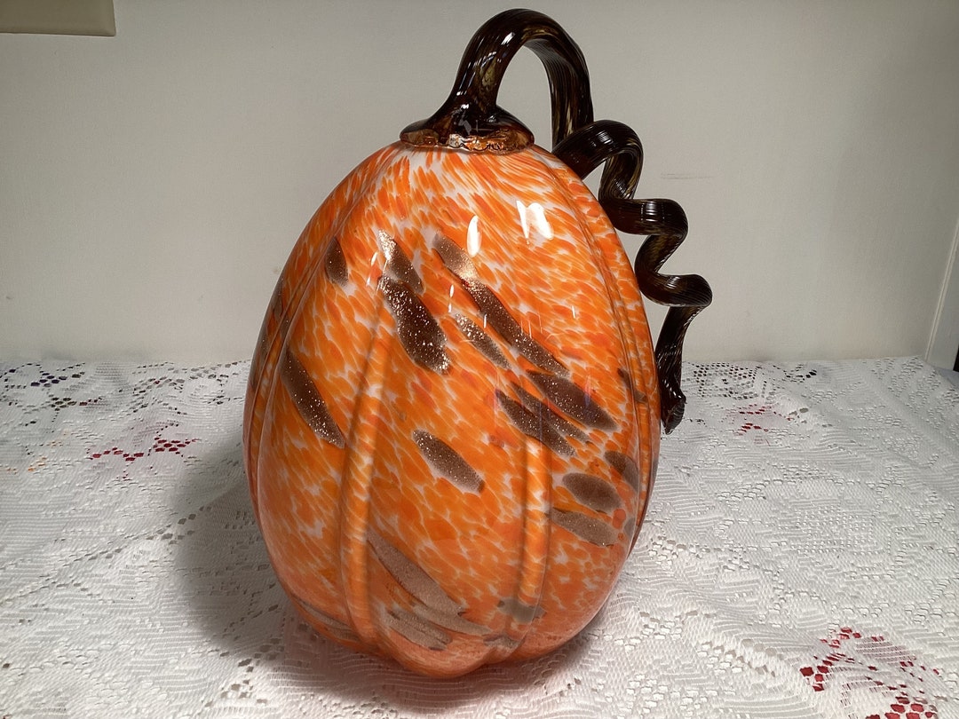 Beautiful Large Glass Pumpkin Figurine - Etsy
