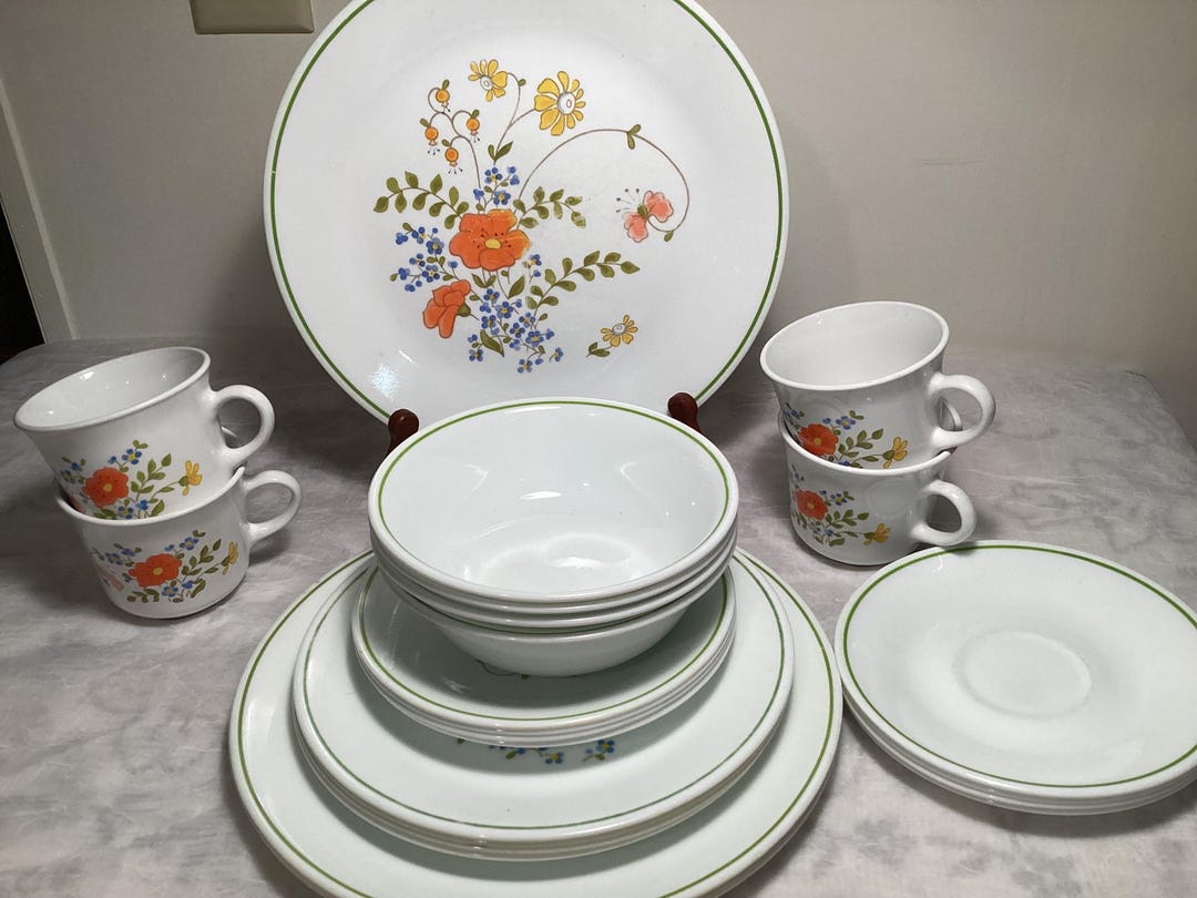 24 Piece Set Corelle Wildflower Pattern - Etsy