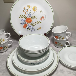 24 Piece Set Corelle Wildflower Pattern - Etsy