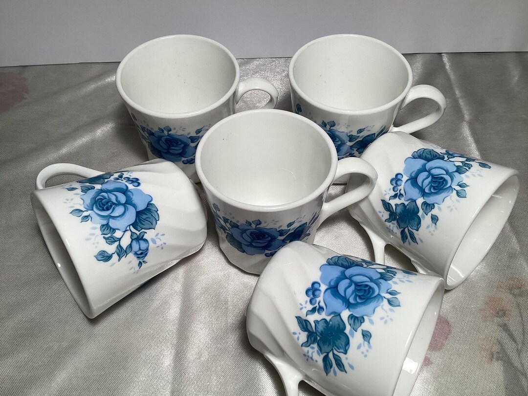 Set of 6 Corning Cups ( Blue Velvet Pattern ) - Etsy