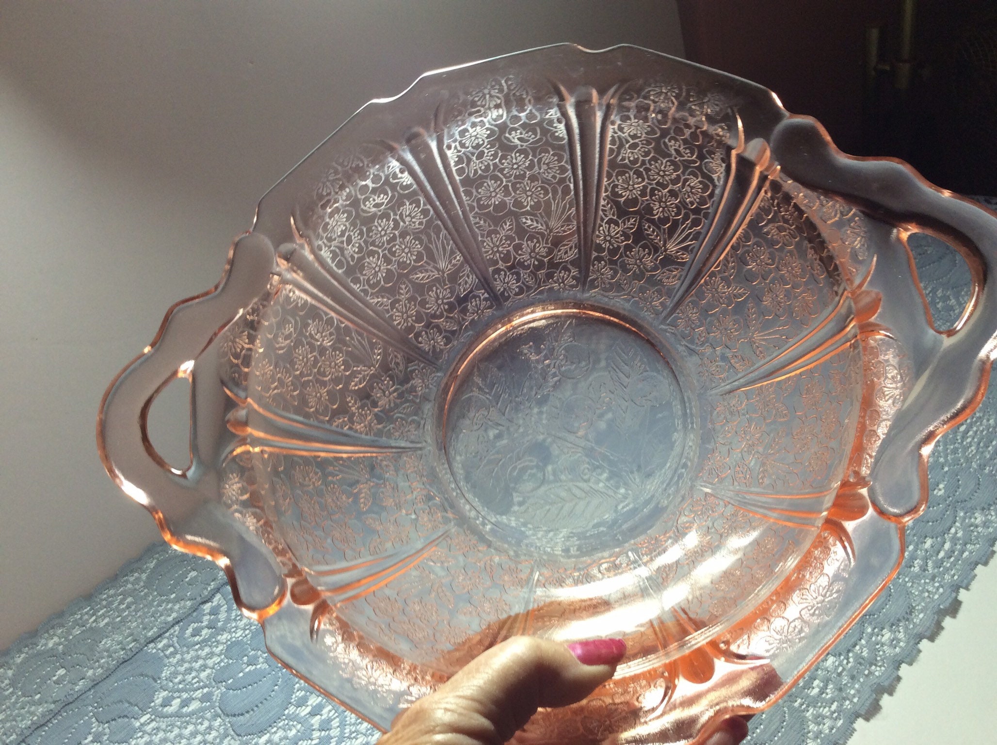 Beautiful 9 Inch Pink Depression Glass Serving Bowl - Etsy
