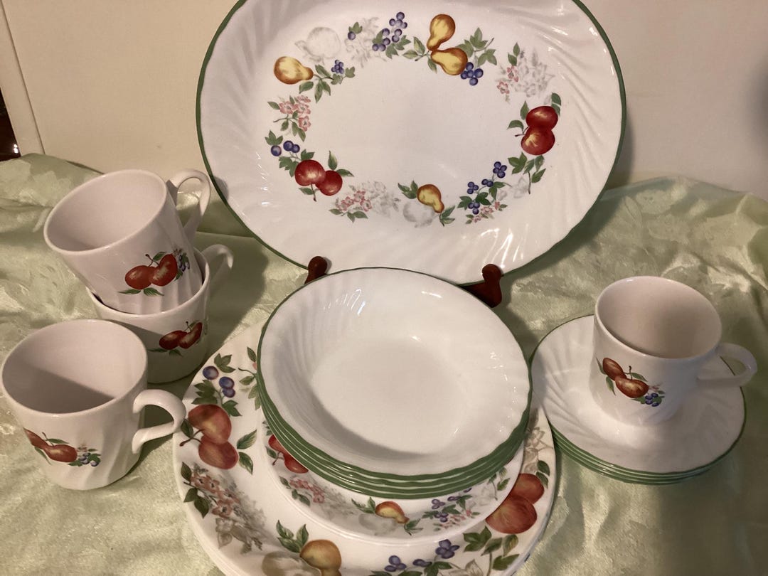 24 Piece Set Corelle Chutney Pattern Dinnerware - Etsy