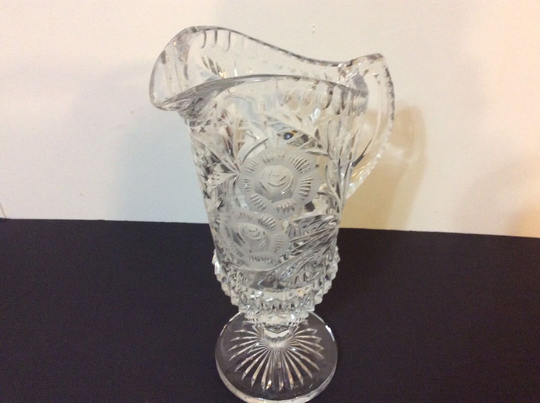 Gorgeous Tall Cut Glass Pitcher - Etsy