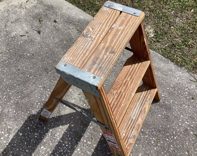 Vintage 2 Ft. Wooden Folding Step Ladder - Etsy