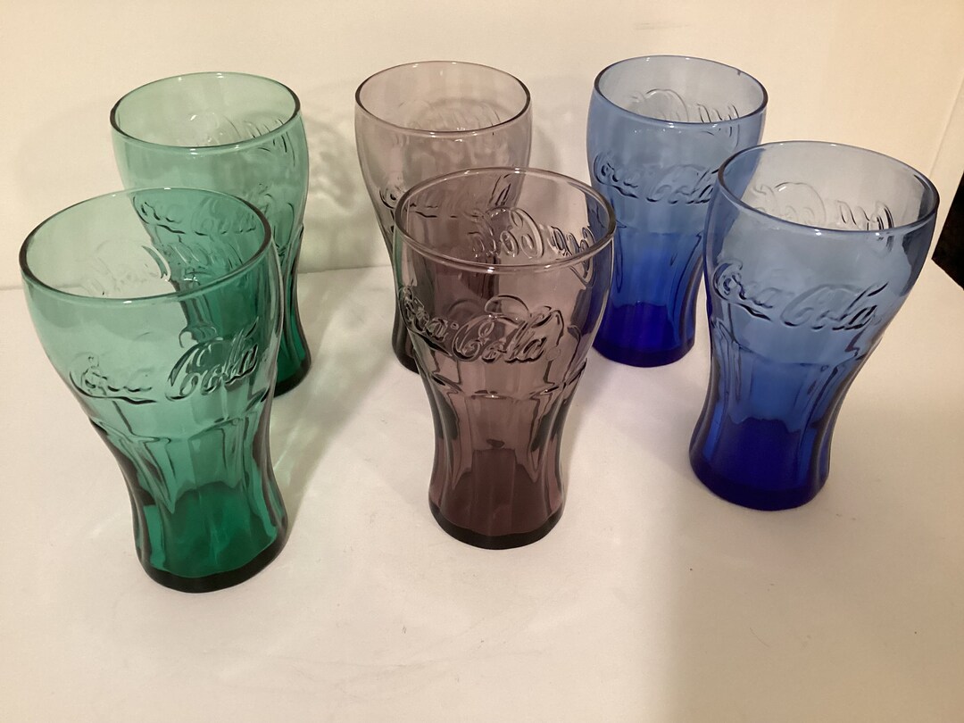 Colorful Coke Glasses, Set of Six - Etsy