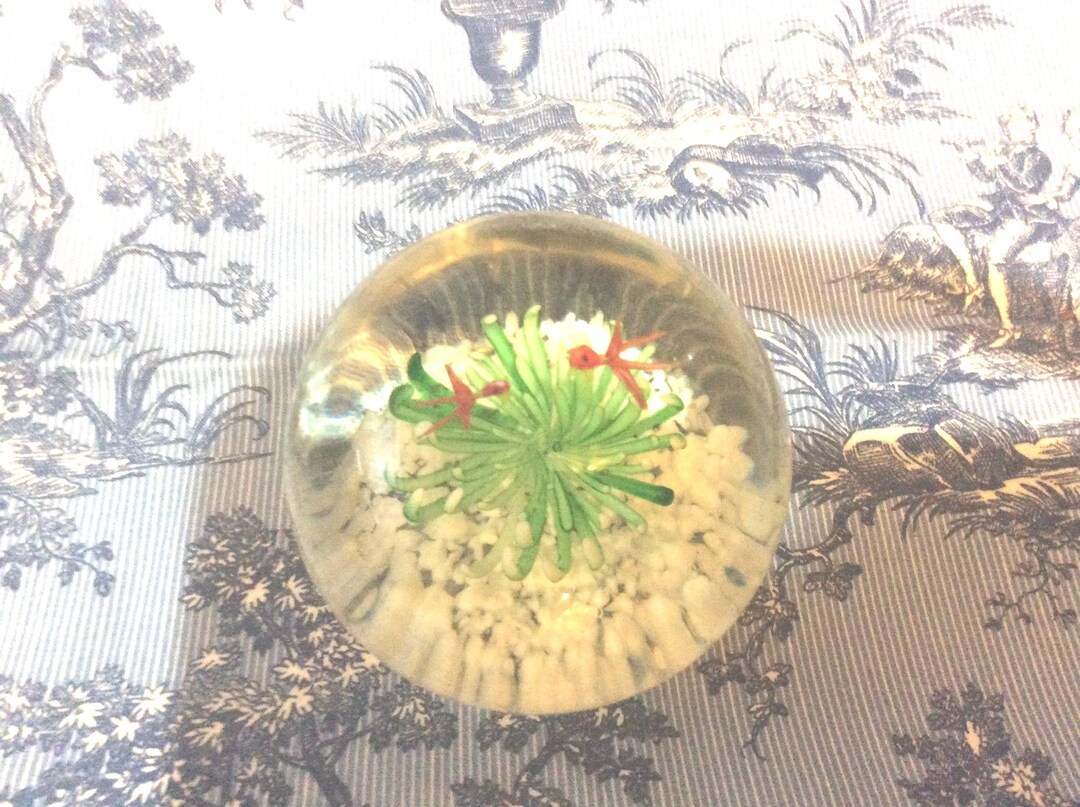 Vintage Glass Round Paperweight With Colorful Designs - Etsy