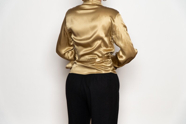Vtg Gold Wrap Blouse | Shop Restyled - Etsy