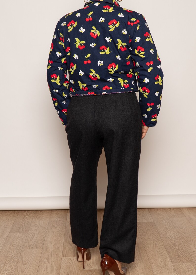 Vintage Quilted Cherry Cropped Jacket - Etsy