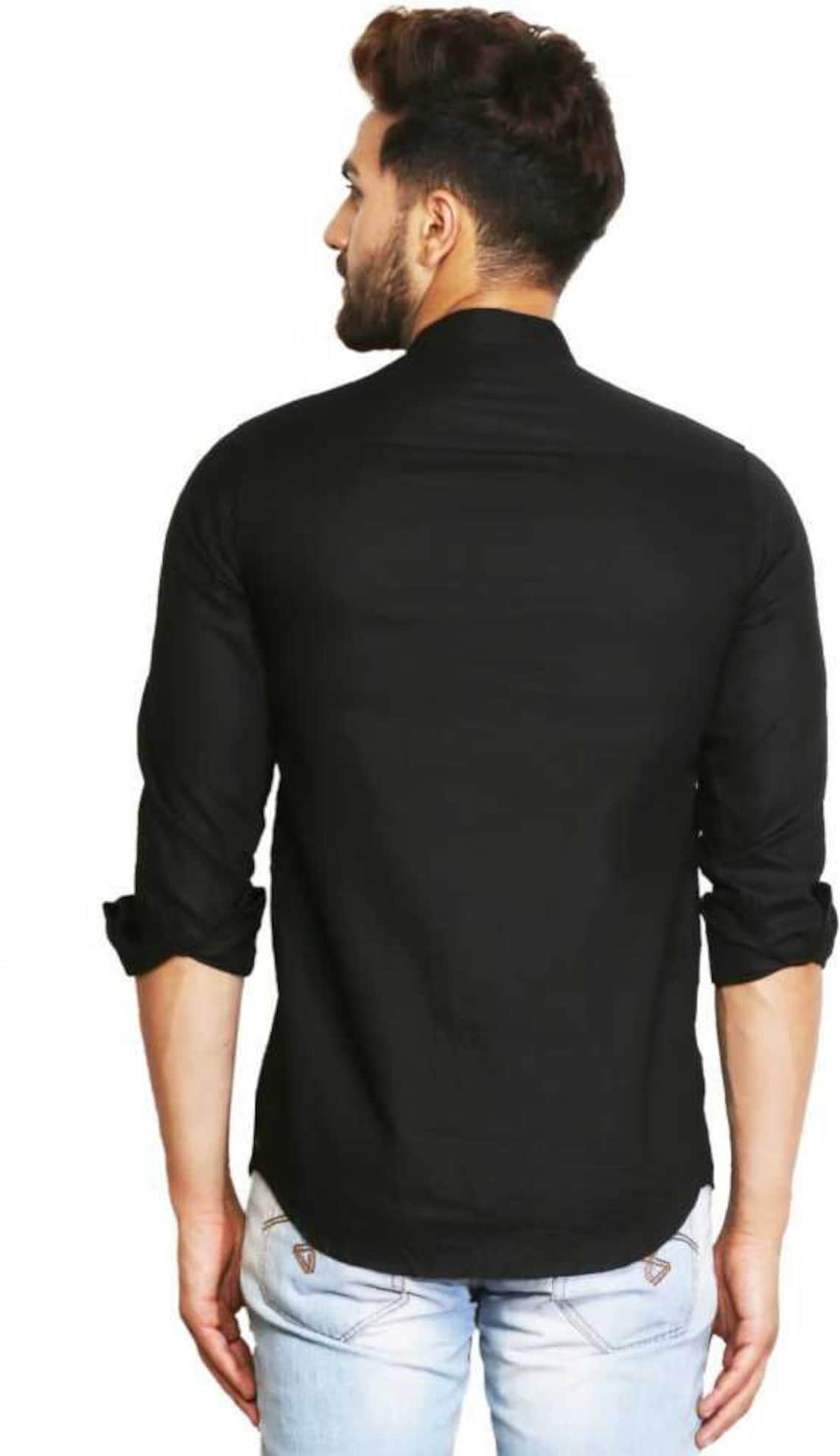 Camisa India Para Hombre Kurta Short Kurta Men Dress Shirt Etsy España