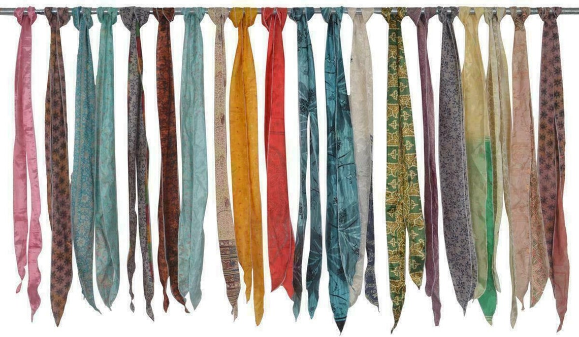 50 Pcs Indian Vintage Silk Sari Made Recycle Sari Sashes Head - Etsy