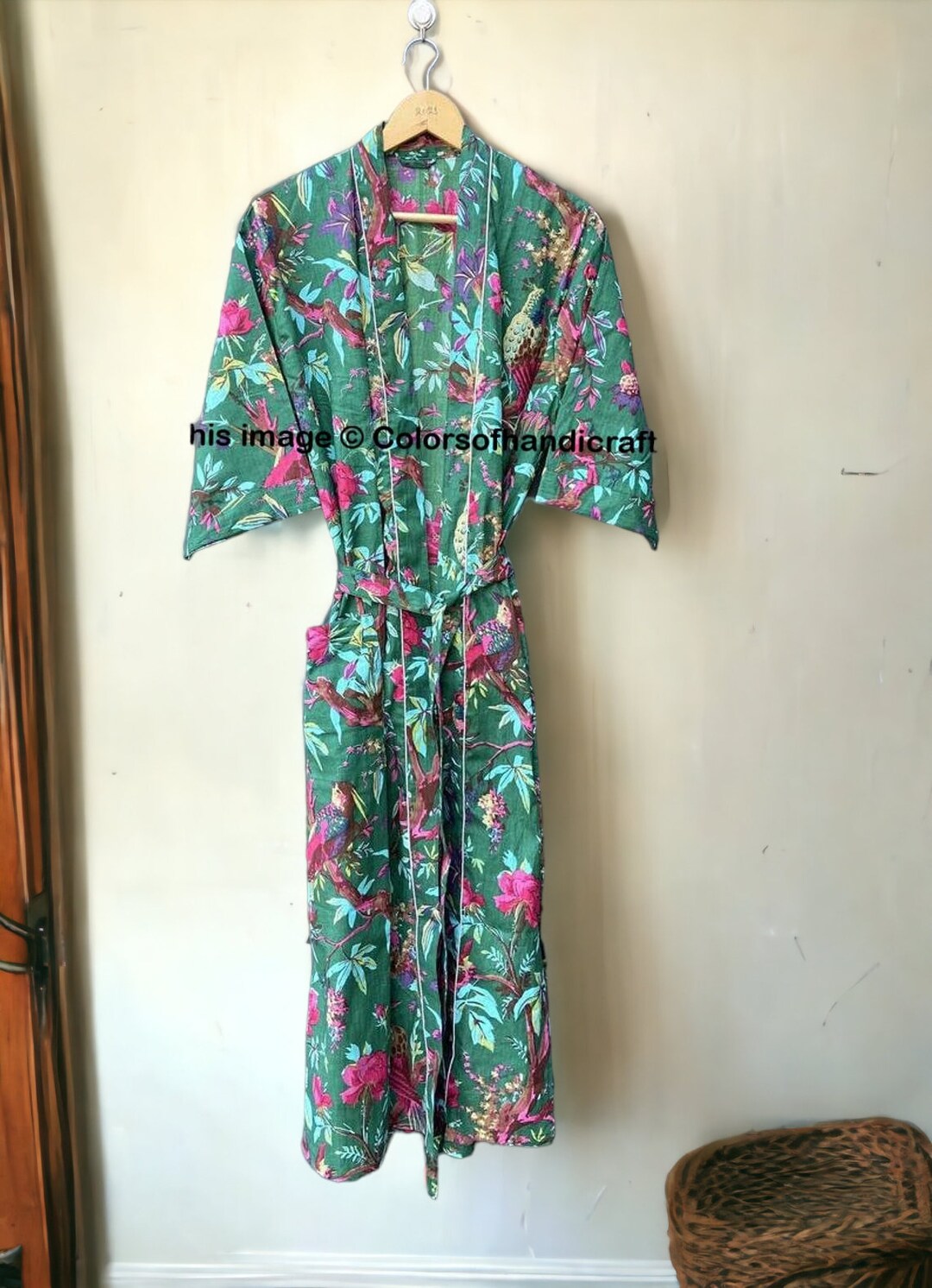 Indian Bird of Paradise Print Beach Robe/kimono Robe/swim Wear - Etsy